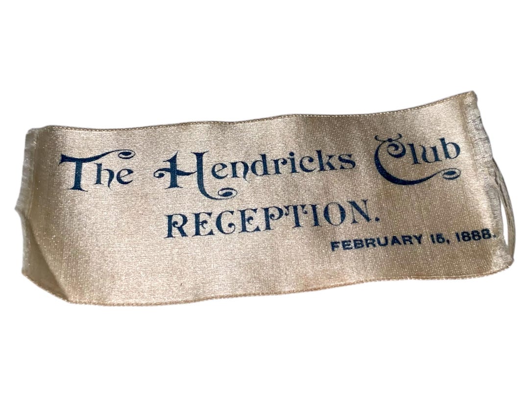 Antique 1888 Thomas Hendricks Reception Silk Campaign Ribbon Political ...