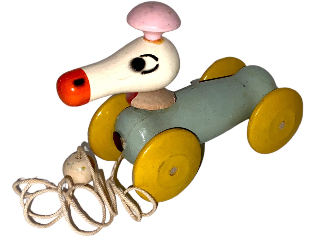 Vintage Wooded Duck Pull Toy 100% Original Pastel Colors Wood Duckie on ...