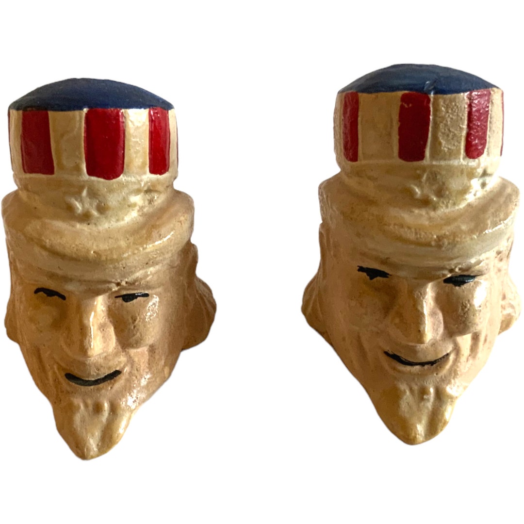 Vintage Uncle Sam Chalkware Salt and Pepper Shakers Set Red White Blue ...