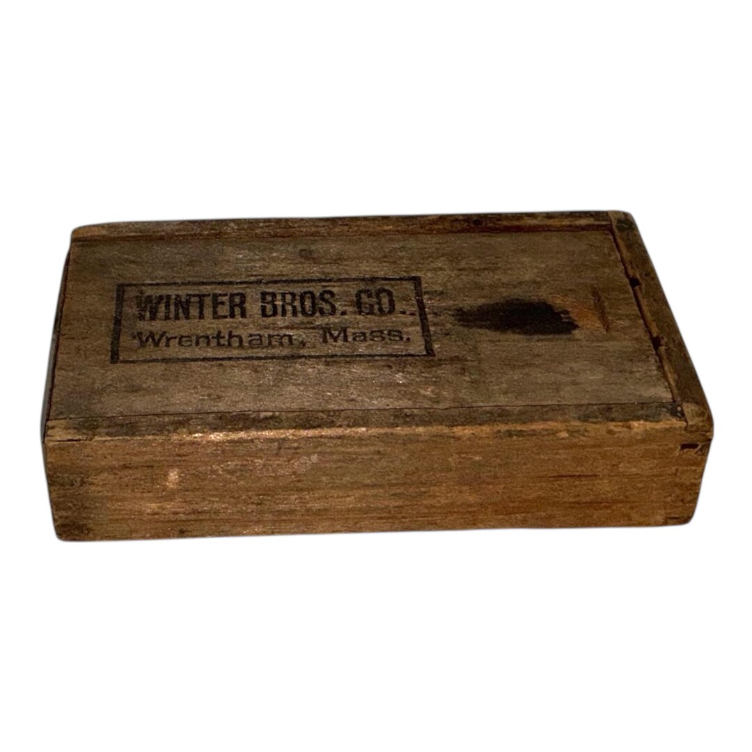 Antique 1900’s Small Dovetailed Divided Wood Wooden Box With Slide Lid ...