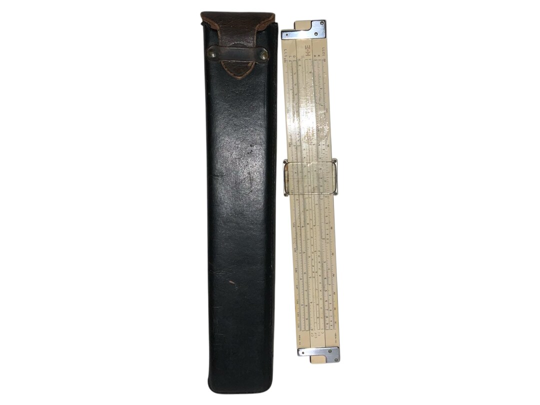 Vintage K & E Slide Rule Drafting Tool With Leather Sheath Pouch Case ...