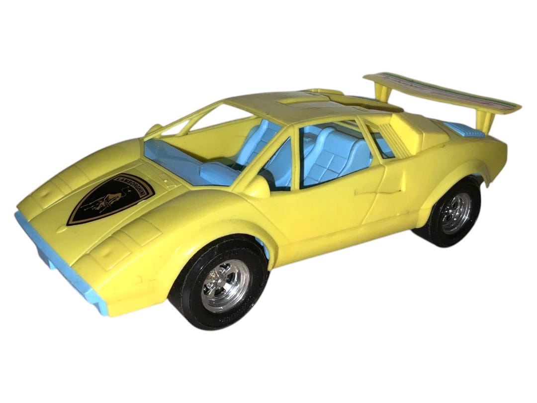 Vintage Tootsietoy Yellow Lamborghini Super Car Tootsie Toy Plastic ...