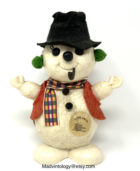 Snowman Coin Money Penny Piggy Savings Bank Vintage 1975 Hard - Etsy