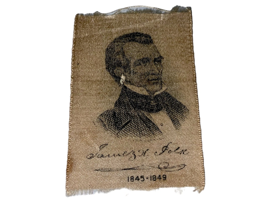 Vintage James Polk Silk Campaign Ribbon Political Button Presidential ...