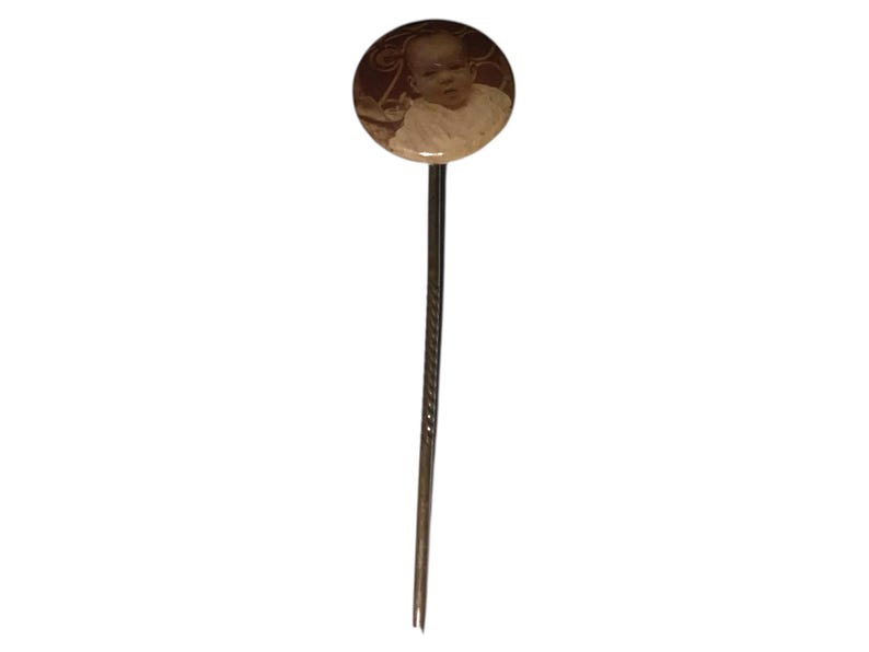 Victorian Funeral Mourning Death Stick Pin Sepia Photo of Baby Portrait ...