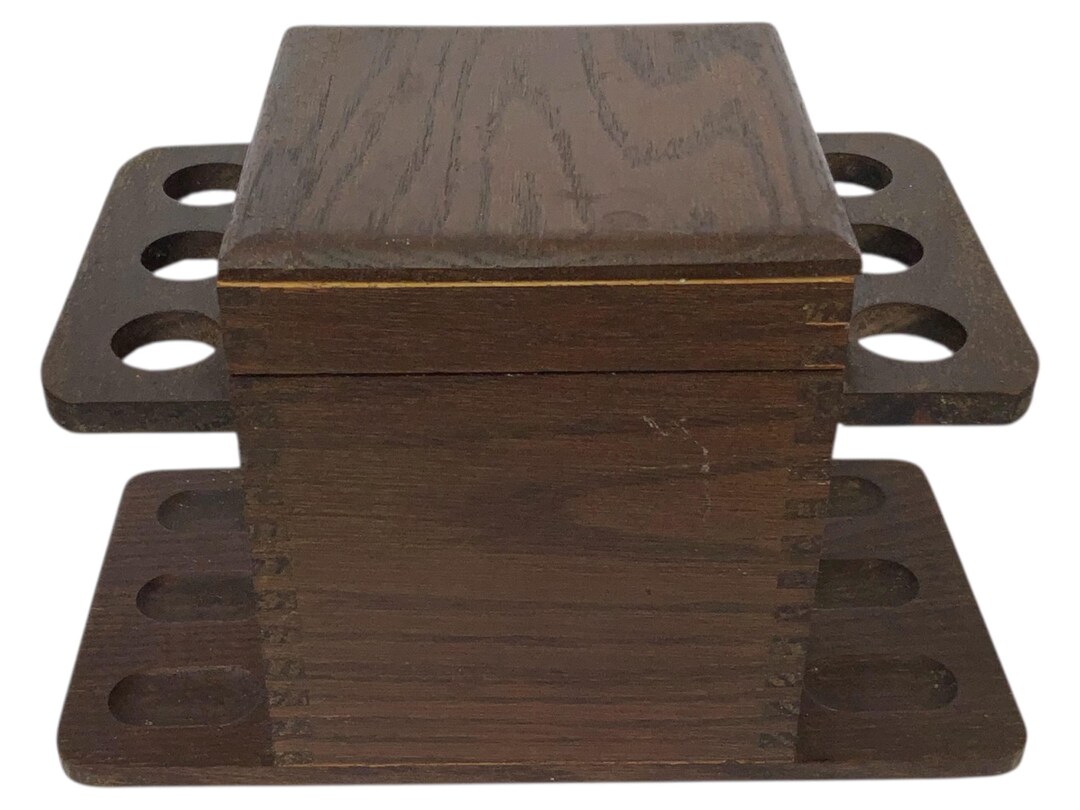 Vintage Oak Wooden 6 Pipe Stand Holder Tobacco Humidor Box - Etsy
