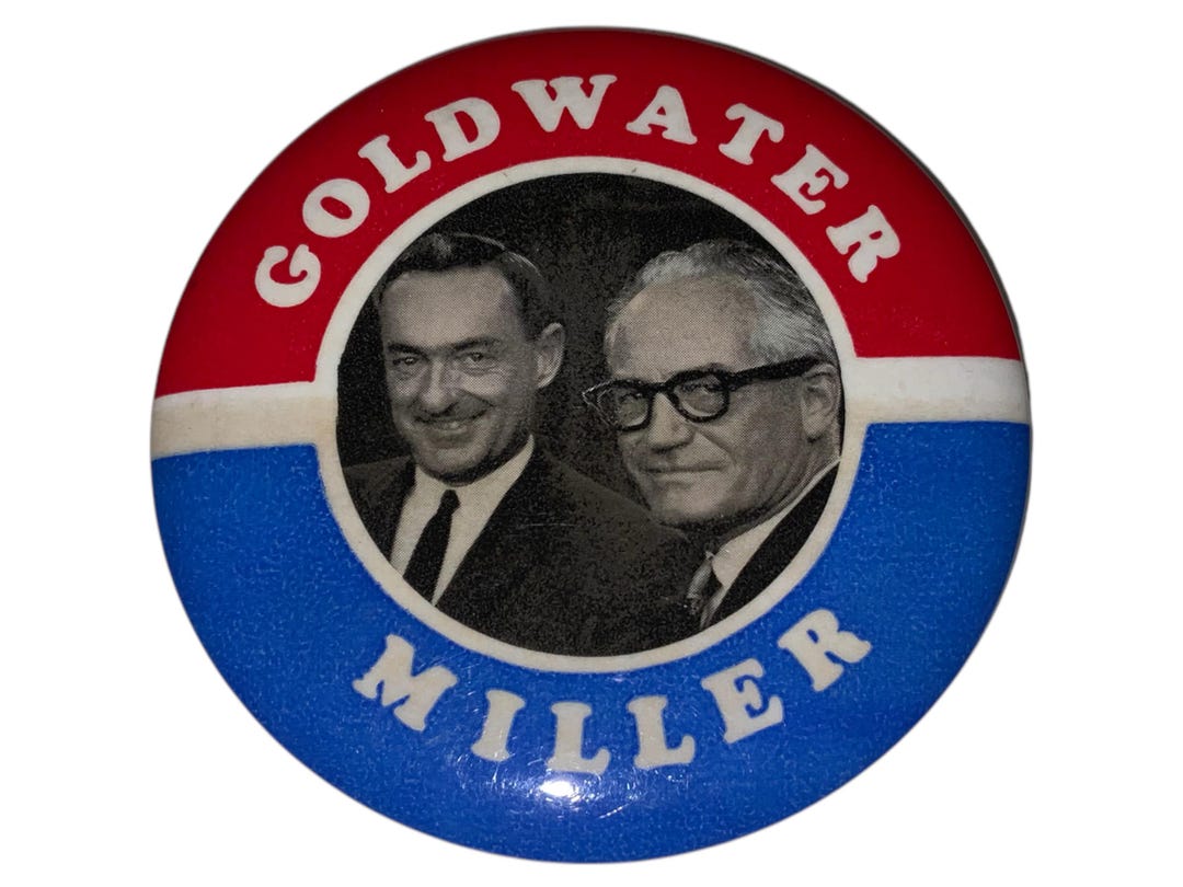 Vintage Goldwater and Miller 1964 Republican Candidate Political ...