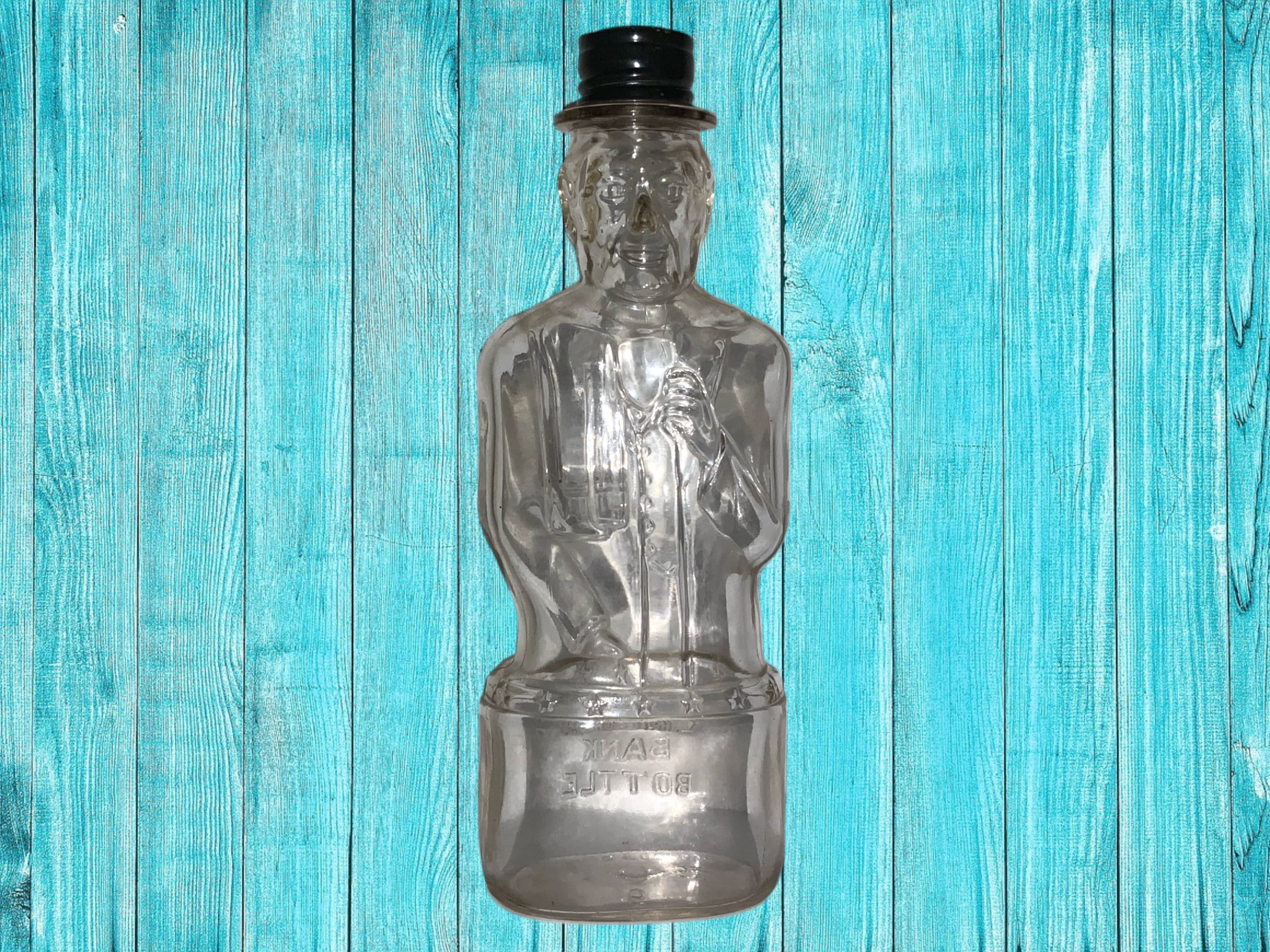 Vintage Abraham Lincoln Glass Figural Bank Bottle With Original Cap ...