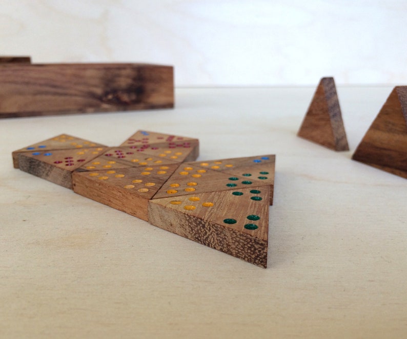 Triangle Dominoes Handmade Wooden Game Wooden Game Wood - Etsy