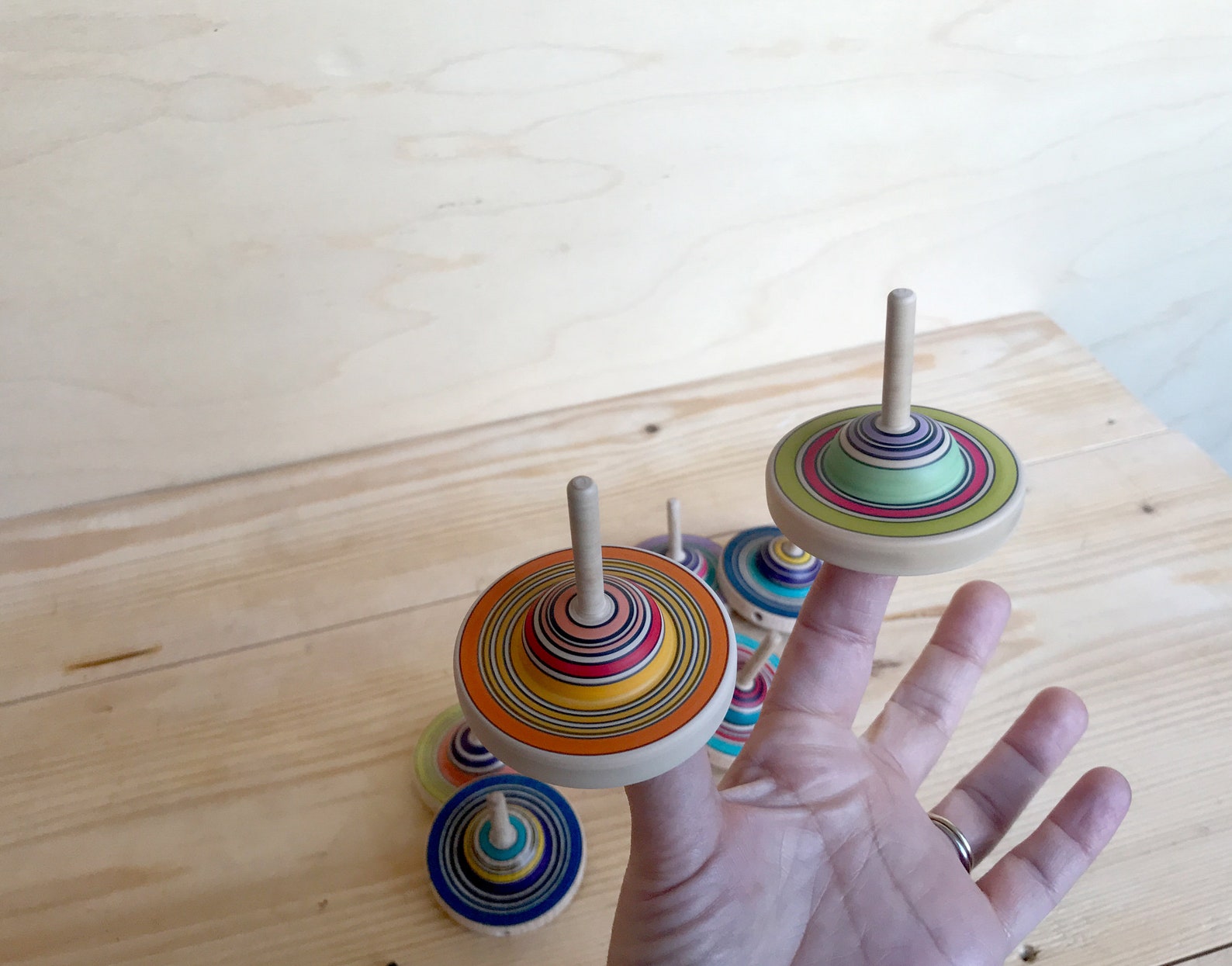 Wooden UFO Finger Spinning Top Handmade Tops Spinning Tops - Etsy
