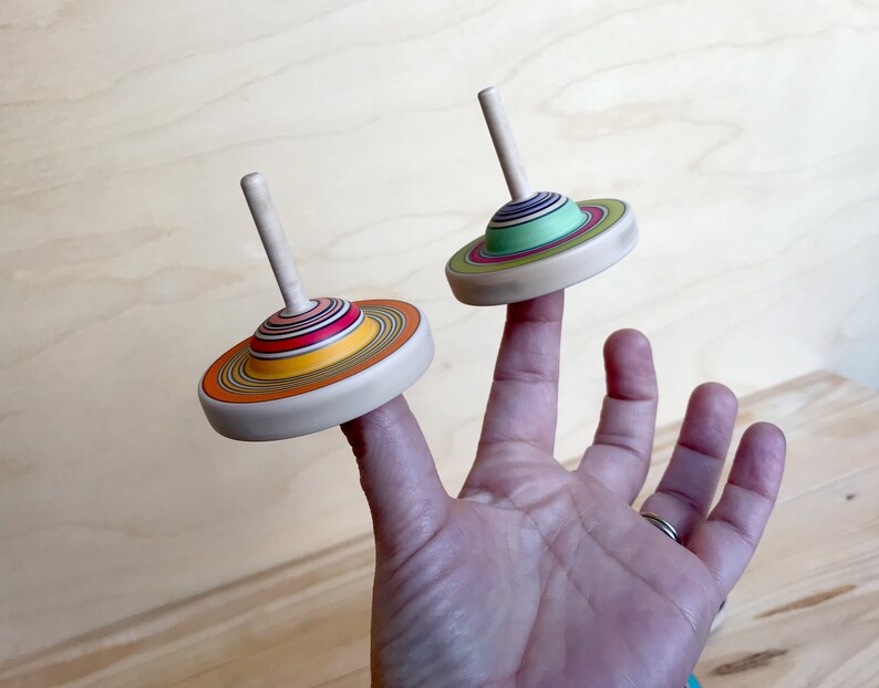 Wooden UFO Finger Spinning Top Handmade Tops Spinning Tops - Etsy