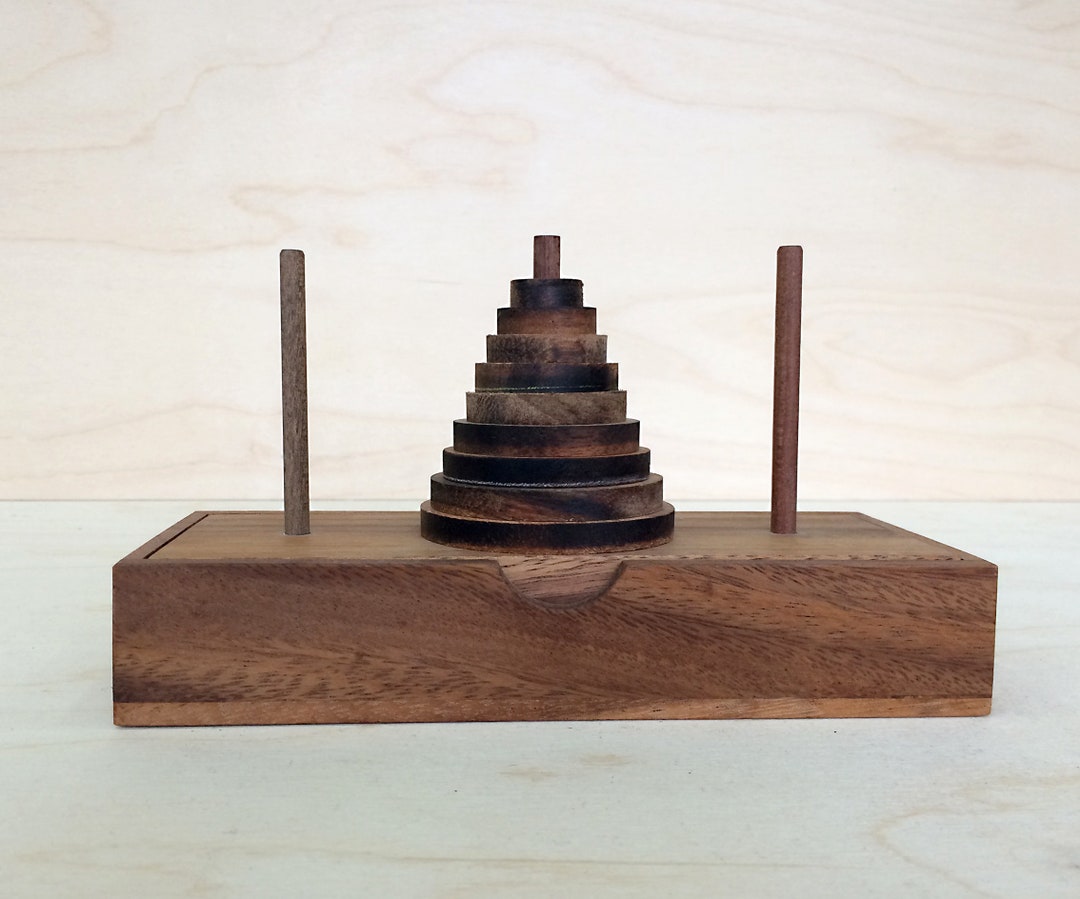 Tower of Hanoi Handmade Wooden Game, Wooden Game, Wood Eco Game, Wooden ...