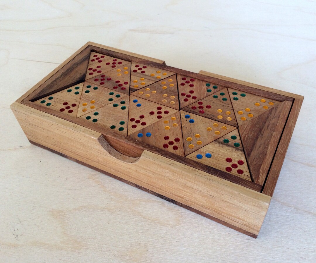 Triangle Dominoes Handmade Wooden Game Wooden Game Wood - Etsy