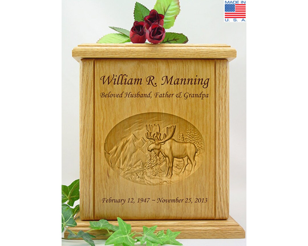 Carved Moose and Mountains Cremation Urn and Hunting Urn - W-105 - Etsy