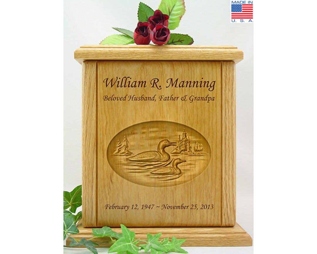 Carved Two Loons Cremation Urn - W-106 - Etsy