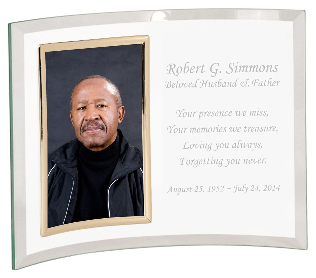 Personalized Engraved Crystal Crescent Memorial Picture Frame - Etsy