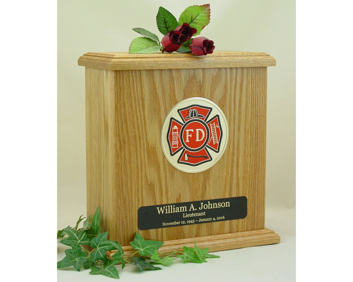 Wood Fireman Cremation Urn - Firefighter Cremation Urn - Fire ...