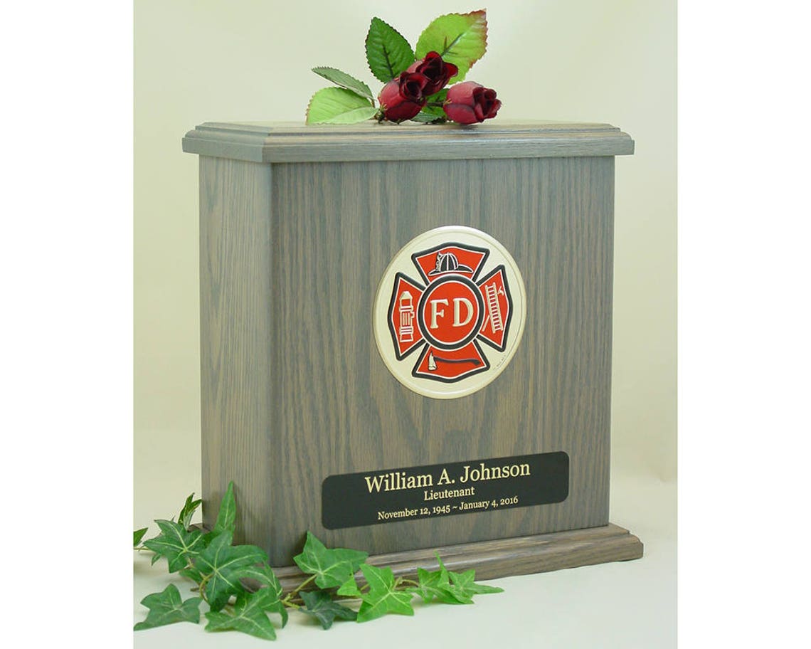 Wood Fireman Cremation Urn - Firefighter Cremation Urn - Fire ...