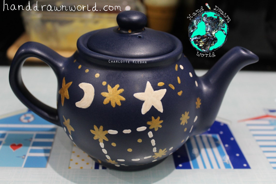 Blue Teapot Galaxy Astronomy Gifts Moon and Stars - Etsy