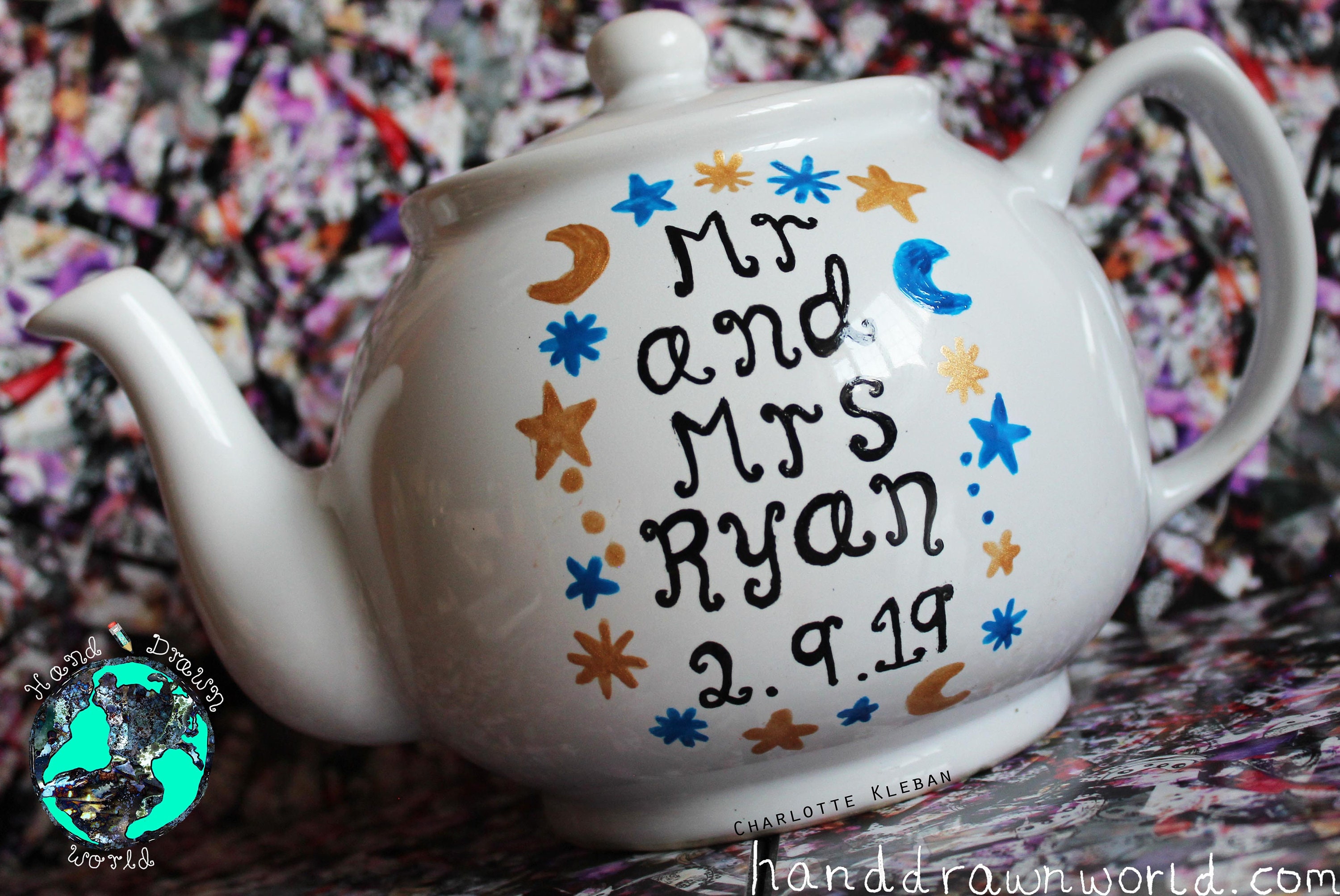Personalised Teapot, Moon and Stars, Constellation, Galaxy, Birthday ...