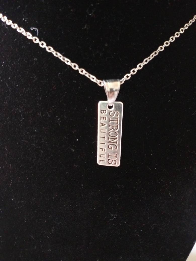 Sterling Silver, Strong is Beautiful, Necklace Jewelry Inspire Charm - Etsy