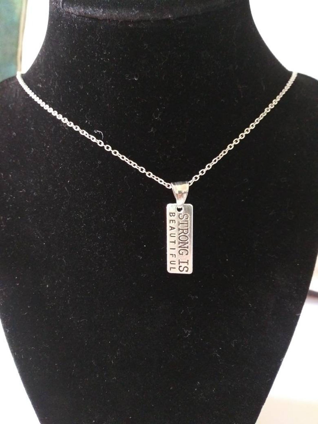 Sterling Silver, Strong is Beautiful, Necklace Jewelry Inspire Charm - Etsy
