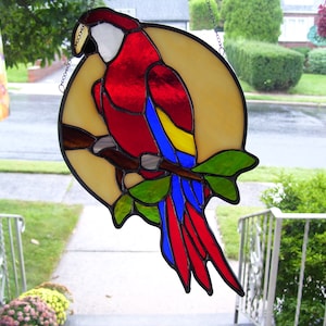 Stained Glass Scarlet Macaw Parrot Sun Catcher - Etsy