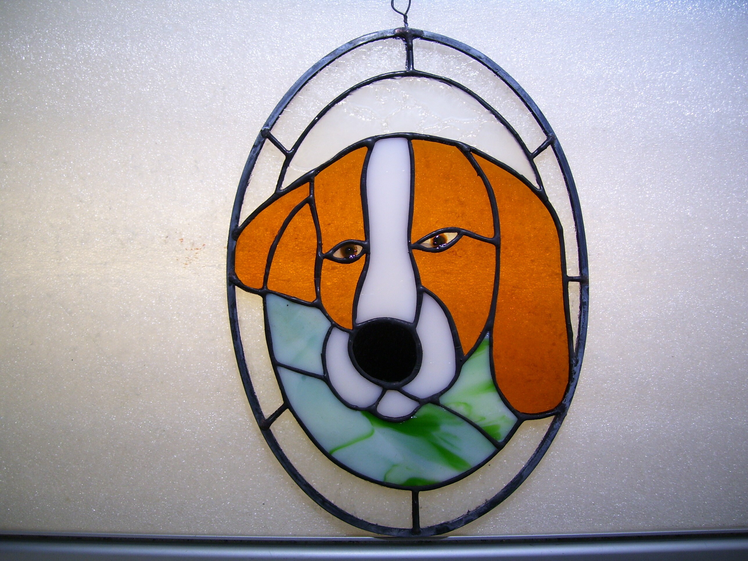 Stained Glass Sleepy Beagle Dog Sun catcher | Etsy