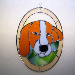 Stained Glass Sleepy Beagle Dog Sun Catcher - Etsy