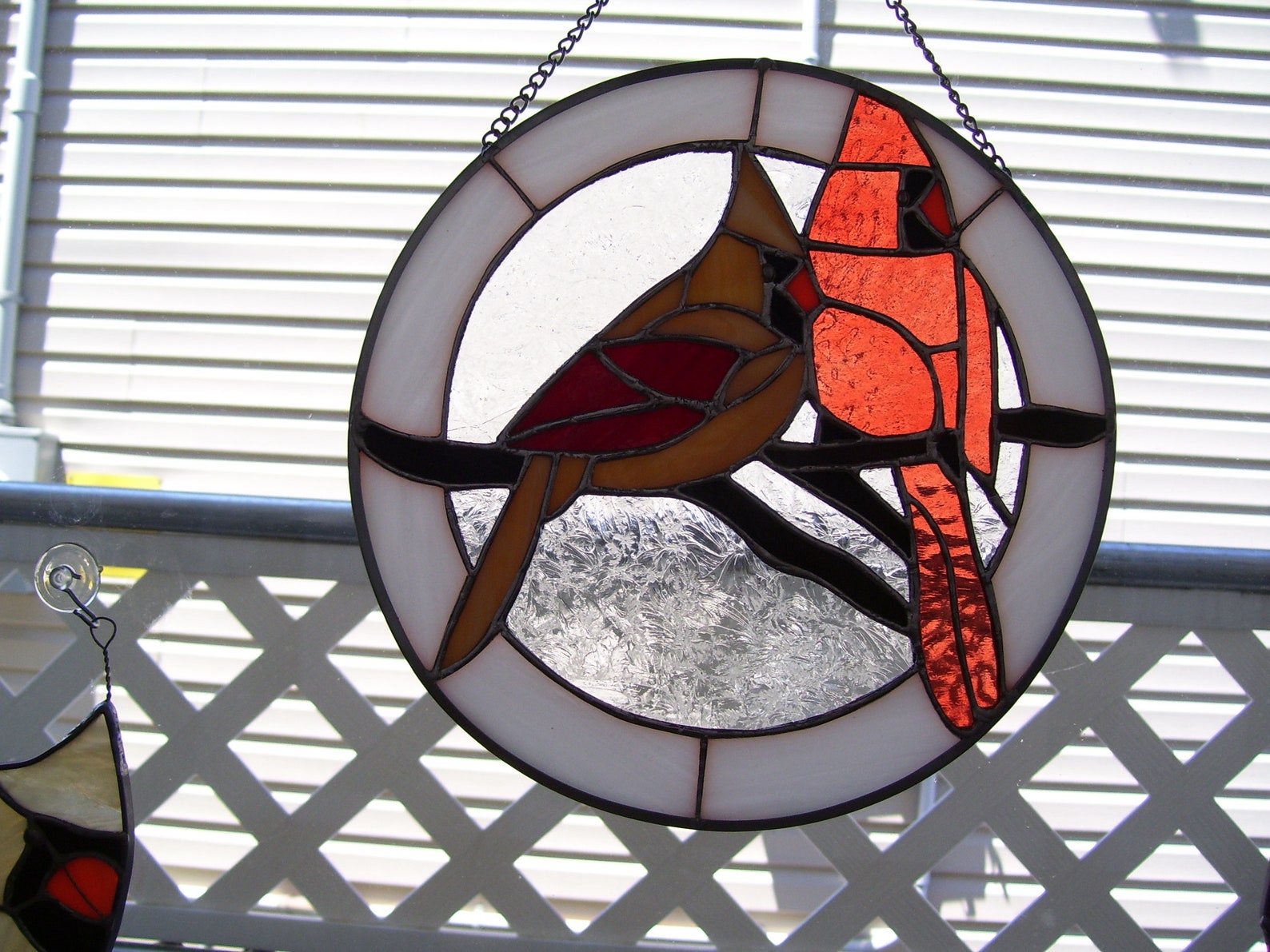 Stained Glass Male & Female Cardinals Sun Catcher - Etsy