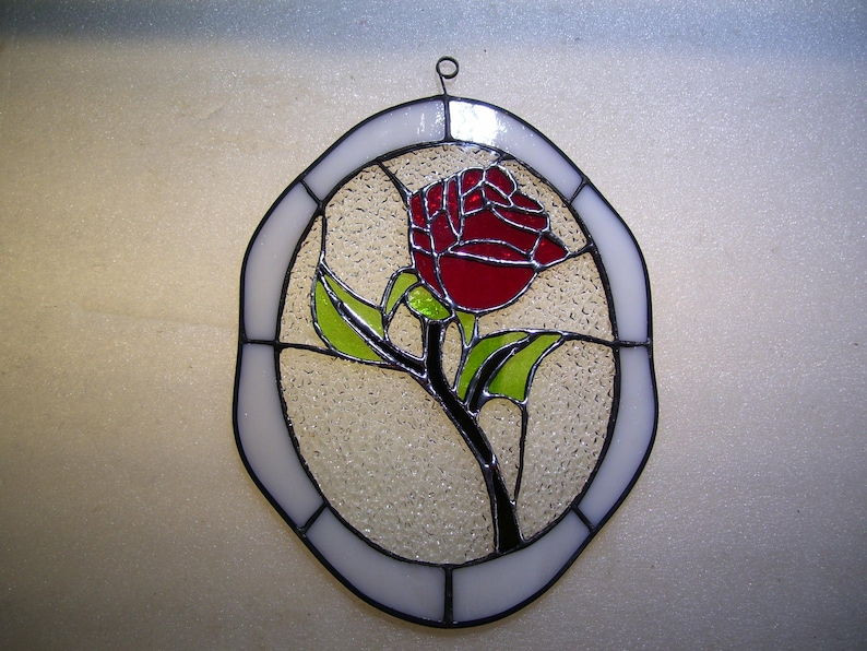Stained Glass Enchanted Rose Sun Catcher - Etsy