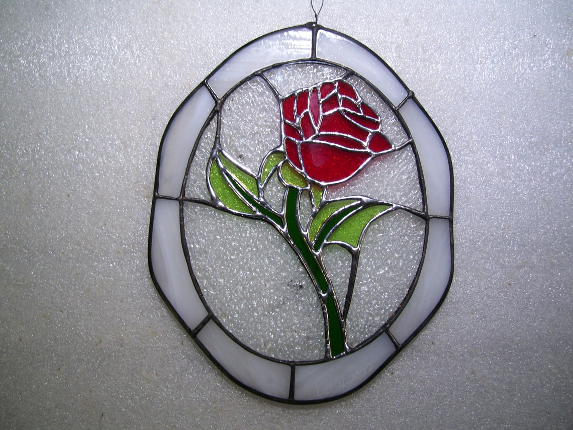 Stained Glass Enchanted Rose Sun Catcher - Etsy