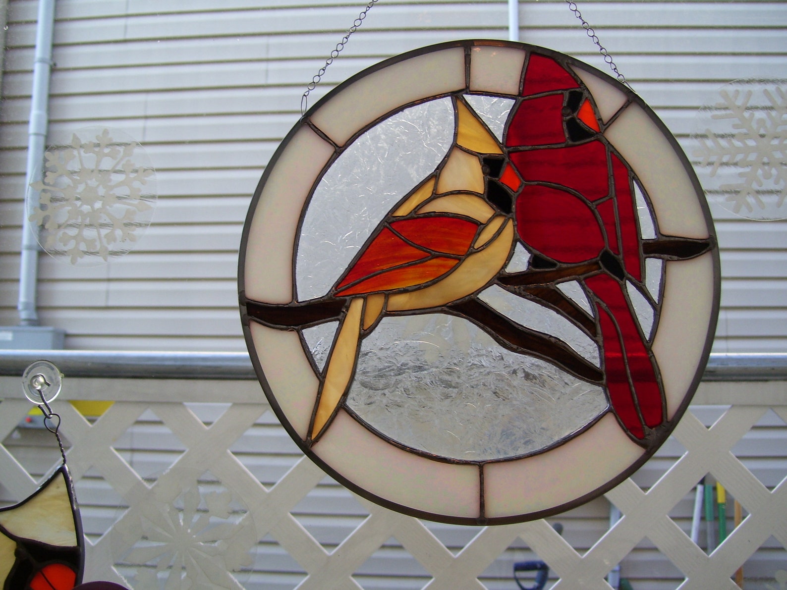 Stained Glass Male & Female Cardinals Sun Catcher - Etsy