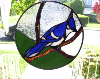 Stained Glass Blue Jay Sun Catcher - Etsy