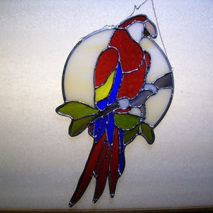 Stained Glass Scarlet Macaw Parrot Sun catcher | Etsy