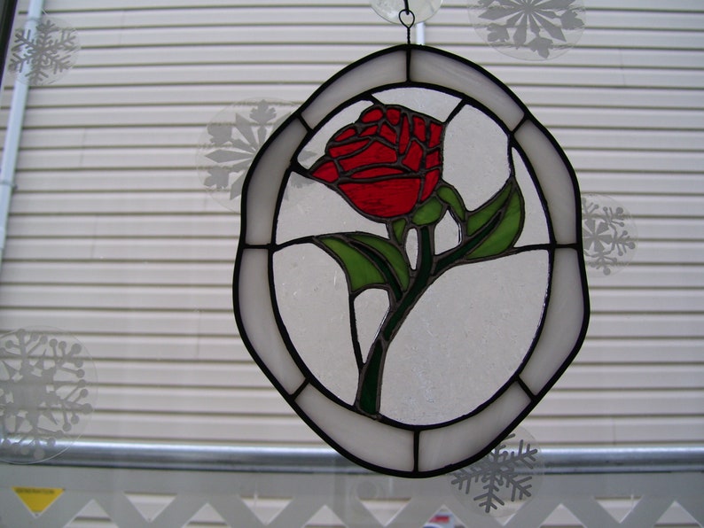 Stained Glass Enchanted Rose Sun catcher | Etsy