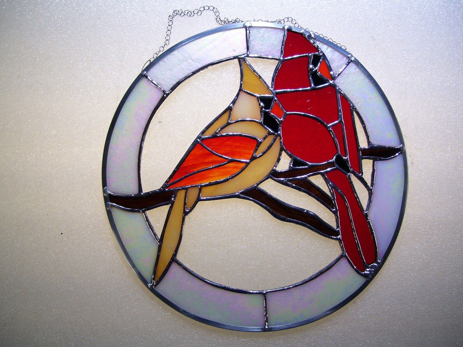 Stained Glass Male & Female Cardinals Sun Catcher - Etsy