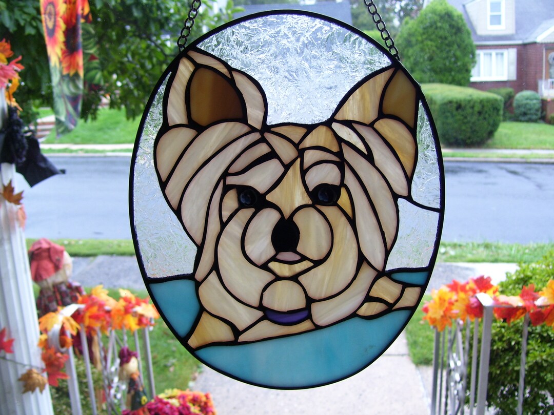 Stained Glass Yorkie Dog Sun Catcher - Etsy