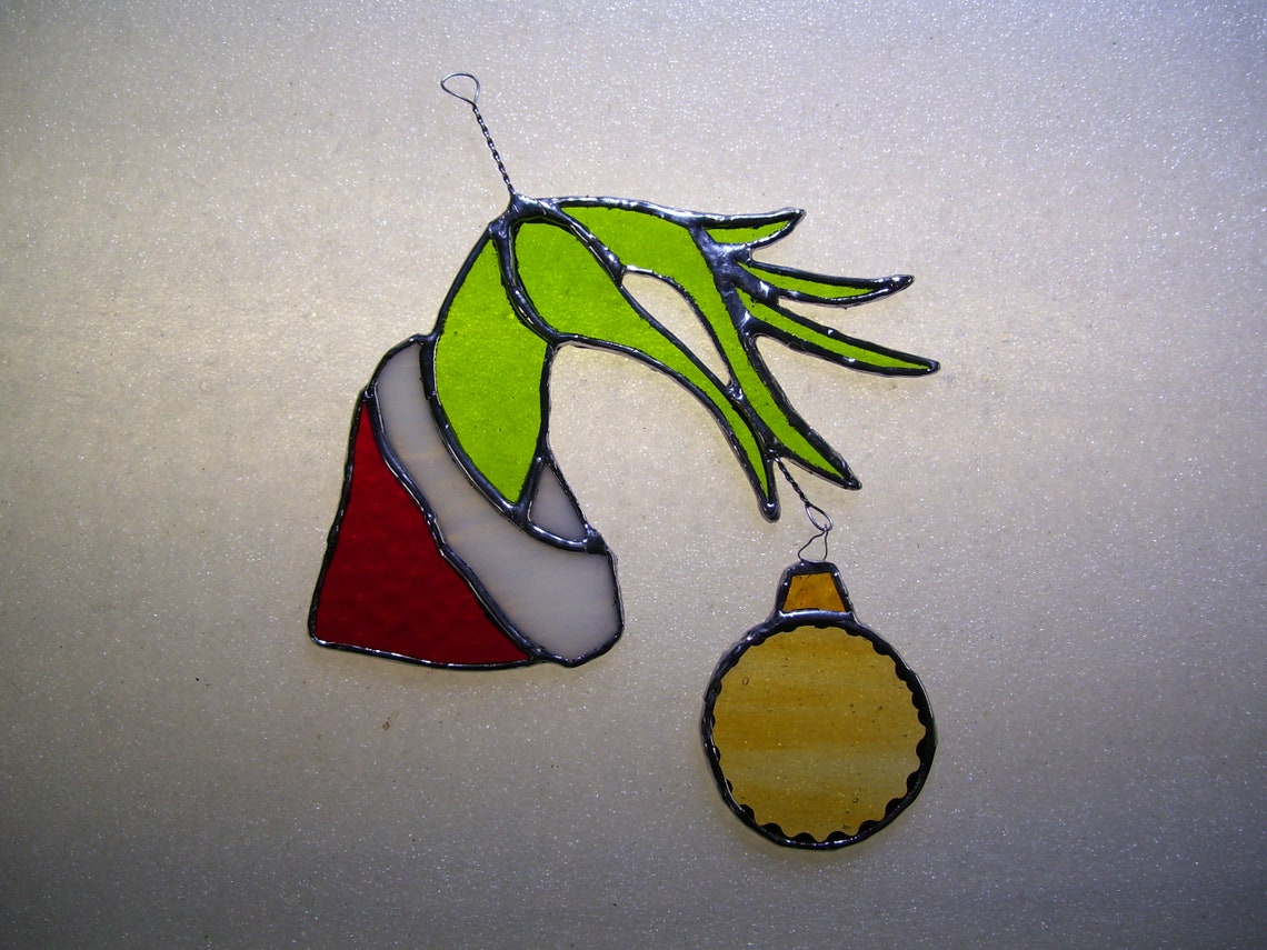 Stained Glass Grinch Hand Sun-catcher | Etsy