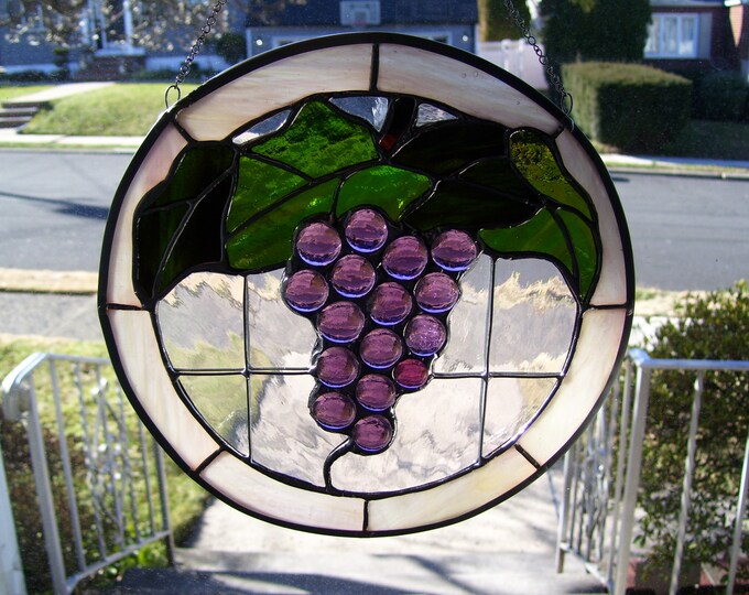 Faux Stained Glass, Grapes, Sublimation Design, Square, Wreath Sign ...
