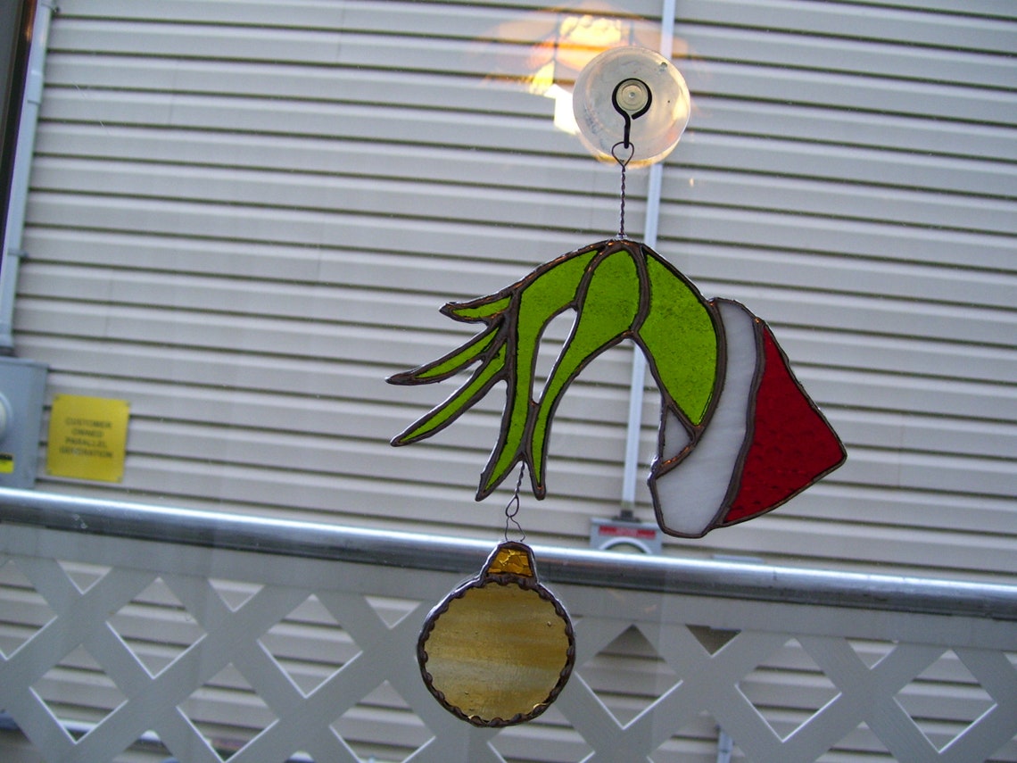 Stained Glass Grinch Hand Sun-catcher | Etsy