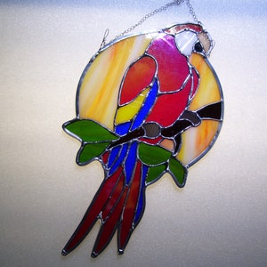 Stained Glass Scarlet Macaw Parrot Sun Catcher - Etsy