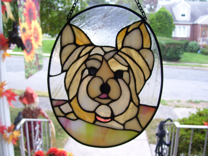 Stained Glass Yorkie Dog Sun catcher | Etsy