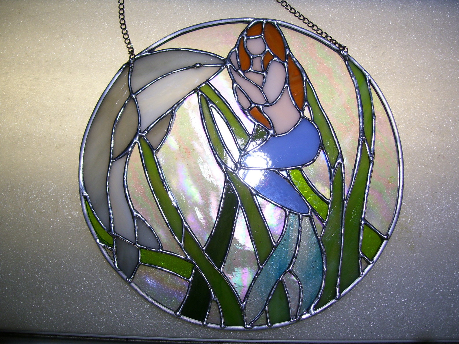 Stained Glass Mermaid Looking through the Porthole Sun | Etsy