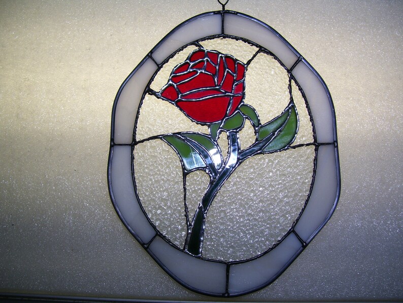 Stained Glass Enchanted Rose Sun catcher | Etsy