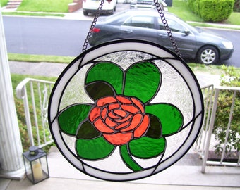 Stained Glass Enchanted Rose Sun Catcher | Etsy