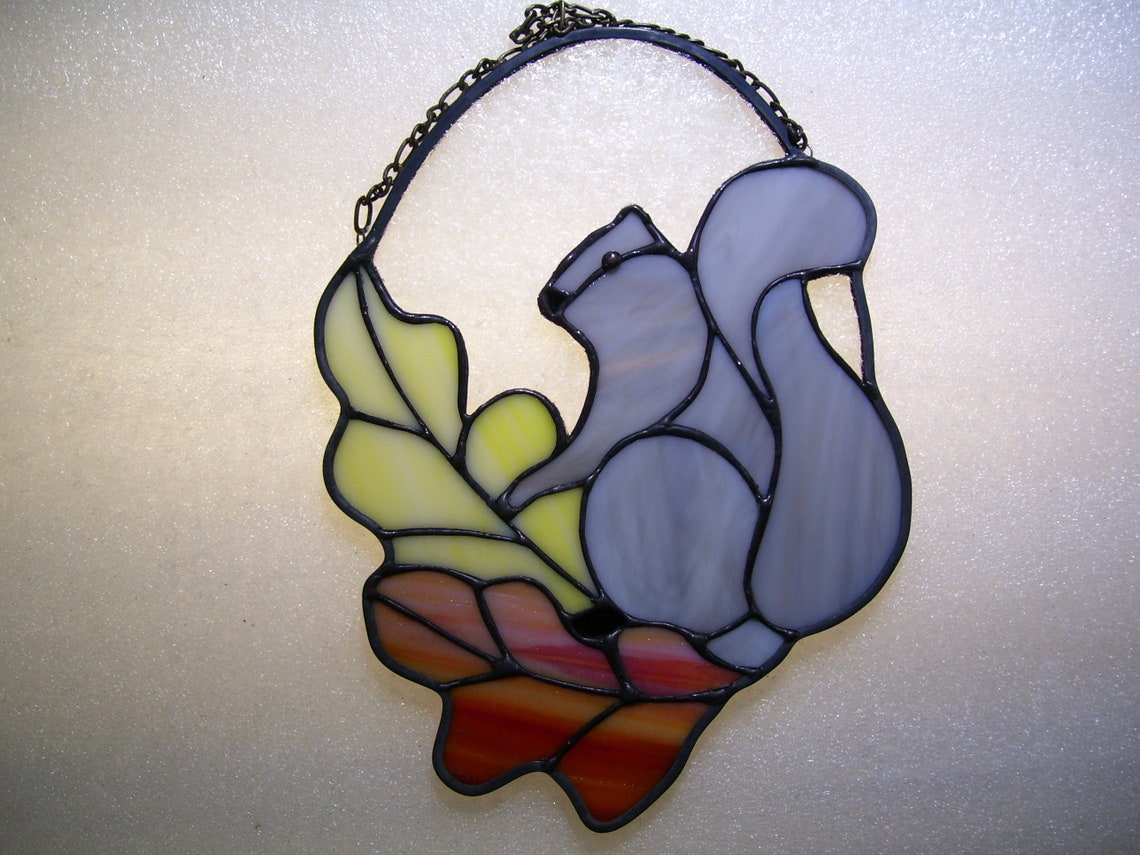 Stained Glass Squirrel sun-catcher | Etsy
