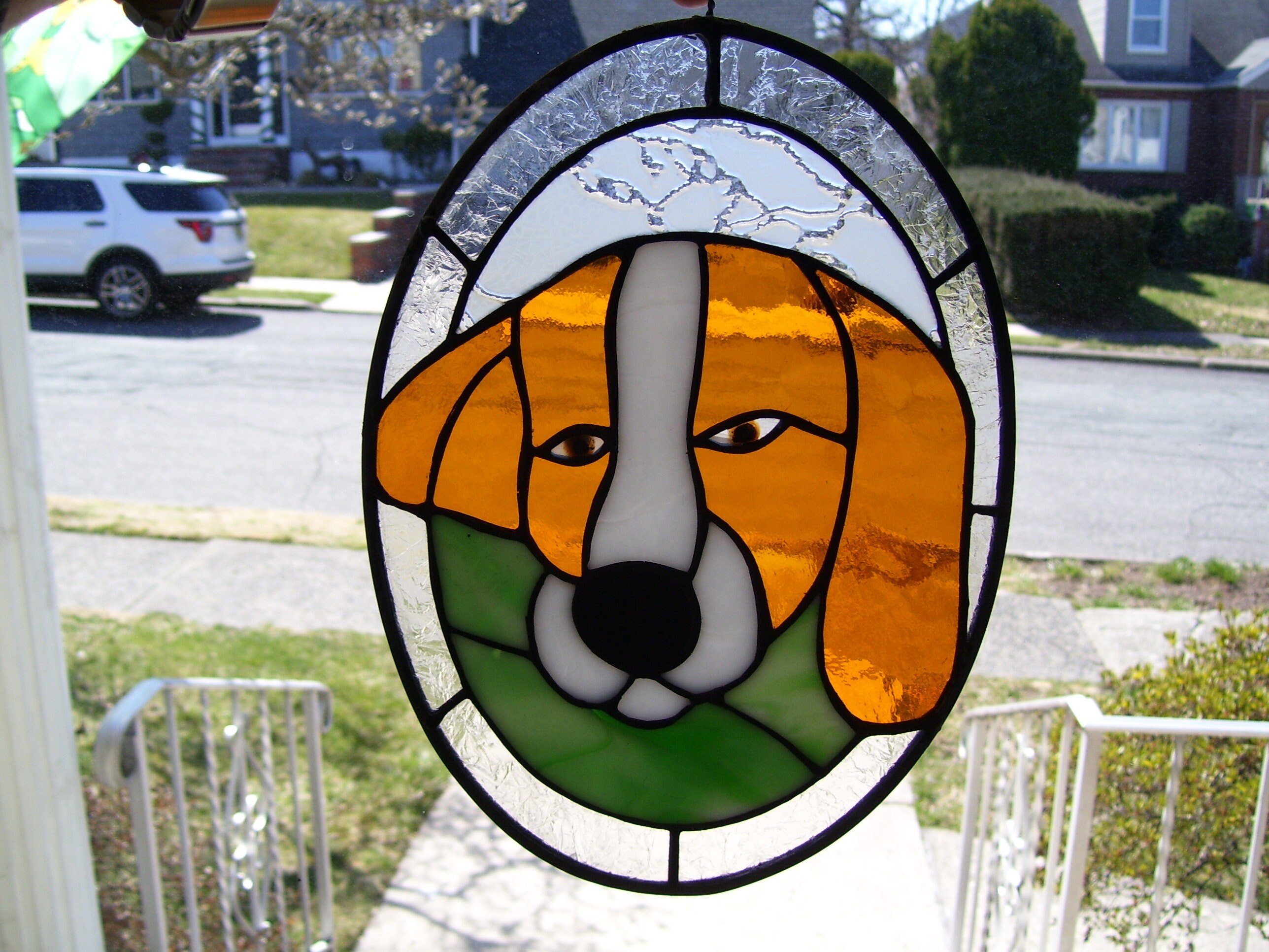Stained Glass Sleepy Beagle Dog Sun catcher | Etsy