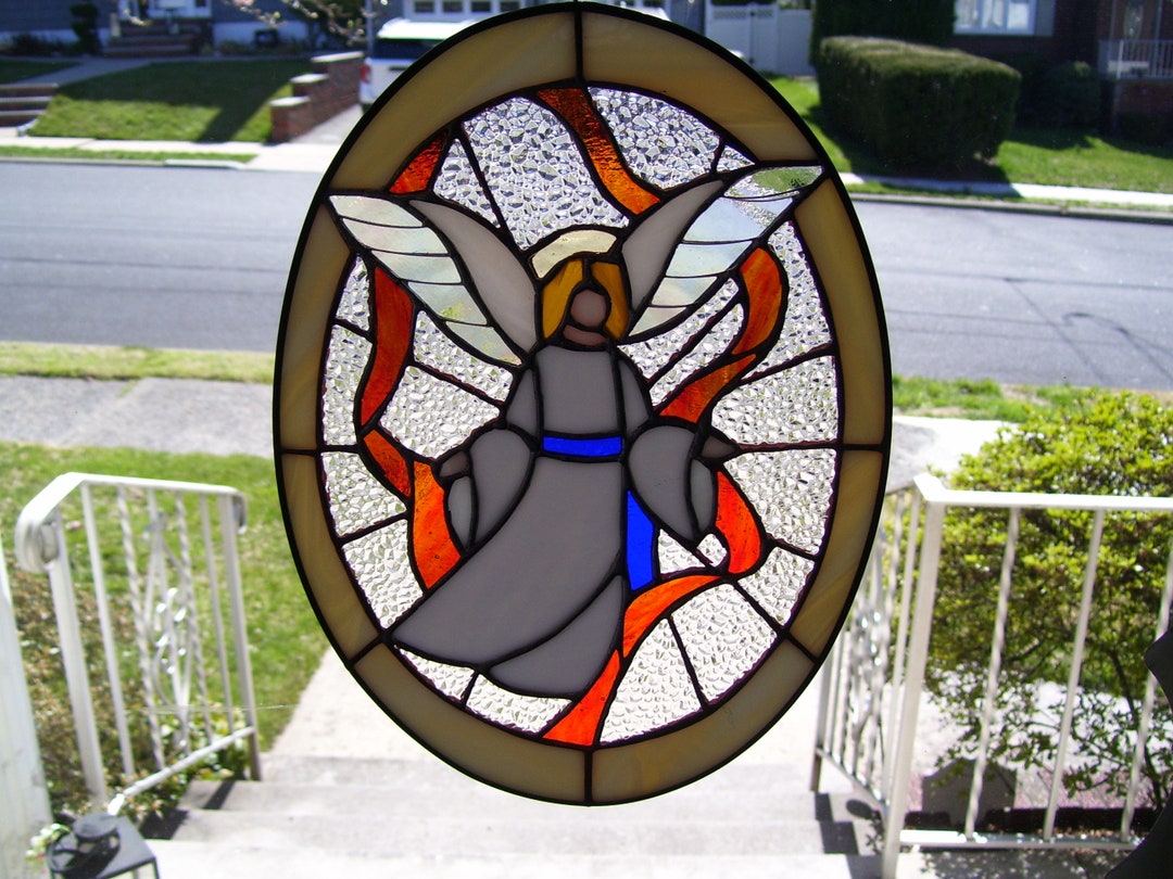 Stained Glass Guardian Angel Sun Catcher - Etsy