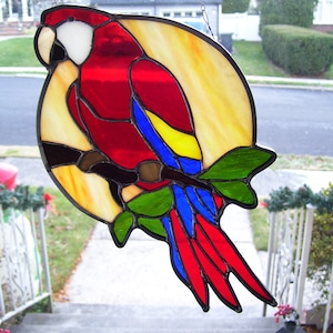 Stained Glass Scarlet Macaw Parrot Sun Catcher - Etsy
